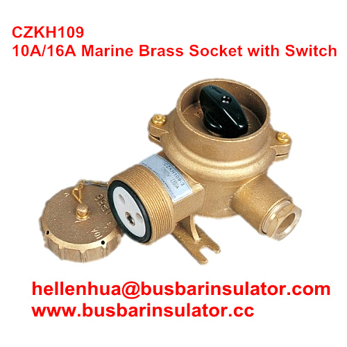10A/16A marine brass socket with switch CZKH101 electrical connectors IP56