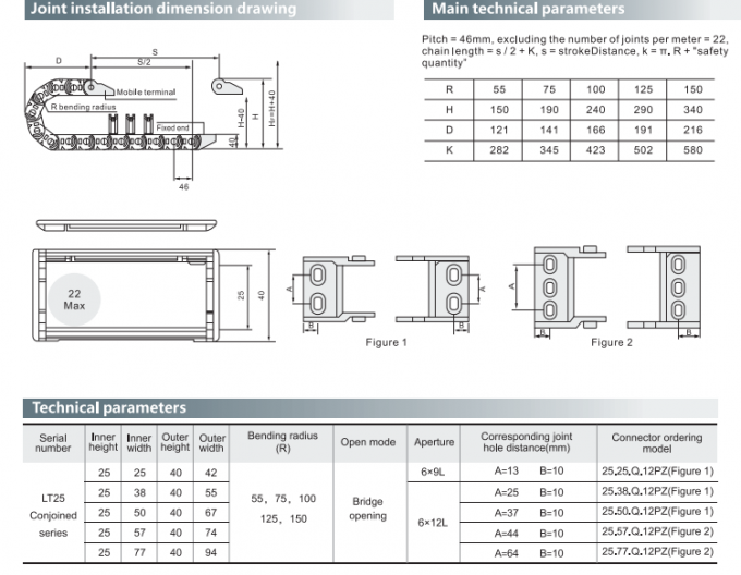 Wire Carrier Drag Chain 25mmx 25mm Cable Chain For Cnc
