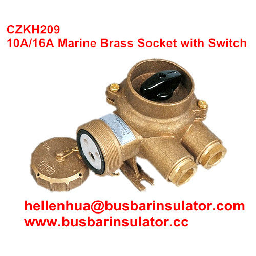 10A/16A marine 3 pin double socket and rotating switch for boat CZKH209 ...